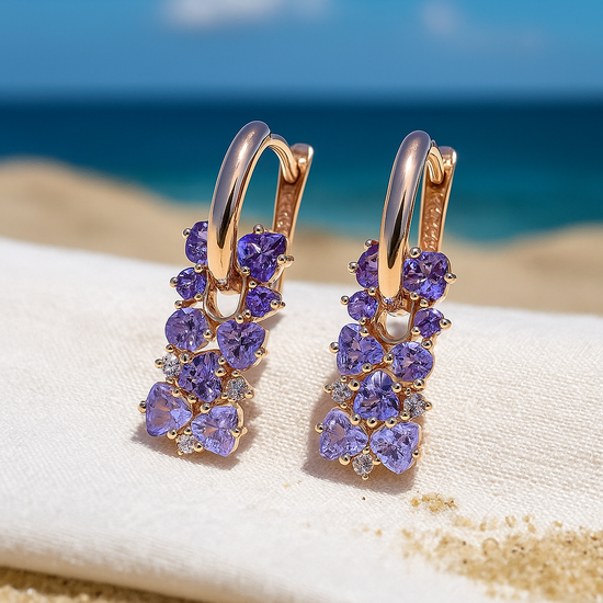 Pearl | Earrings with Lilac Stones – Sophie Gems