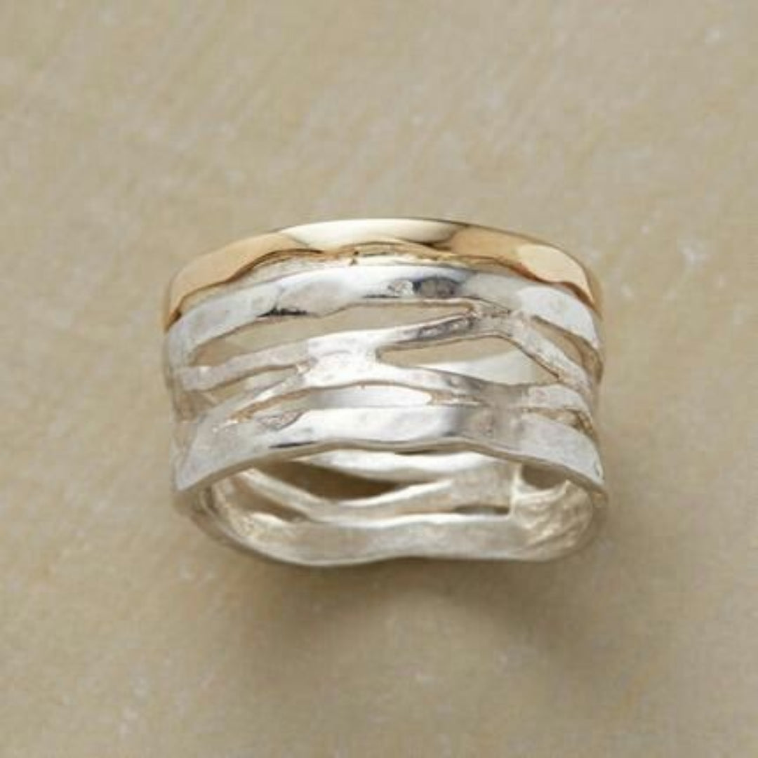 Timeless Gold & Silver Hollow Ring – Sophie Gems